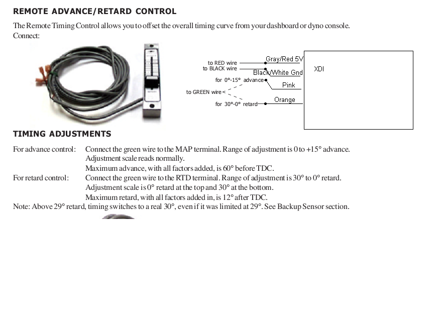 Remote Timing Advance/Retard Control - Electromotive